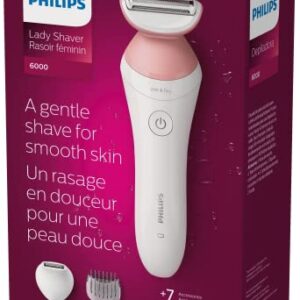 Philips Beauty Lady Electric Shaver Series 6000, Cordless with 7 Accessories, BRL146/00, White