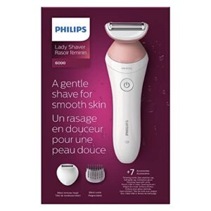 Philips Beauty Lady Electric Shaver Series 6000, Cordless with 7 Accessories, BRL146/00, White