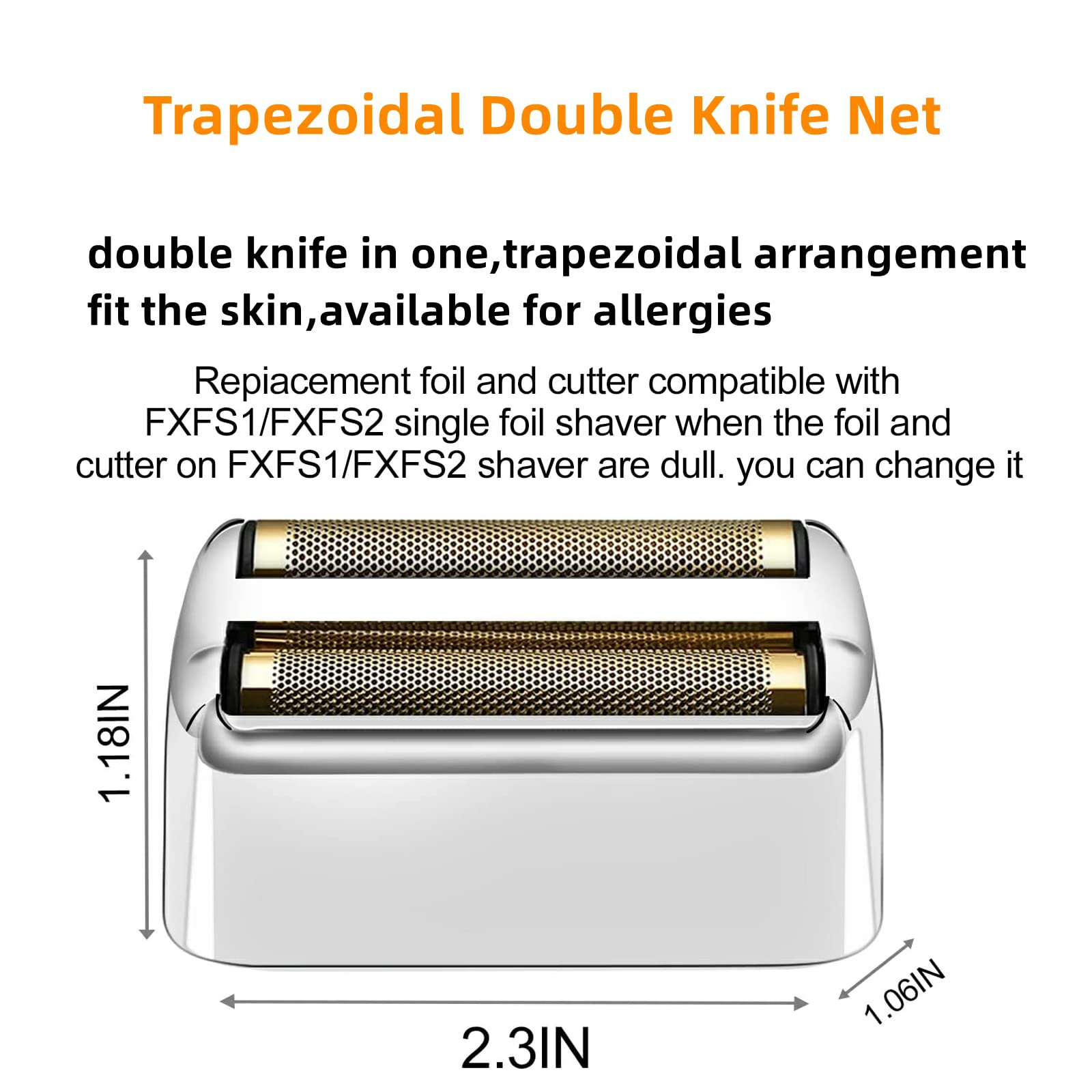 2 Pack Shaver Replacement Foil and Cutters compatible with BaBylissPRO Double FXFS2 Metal shaver foil replacement,Silver