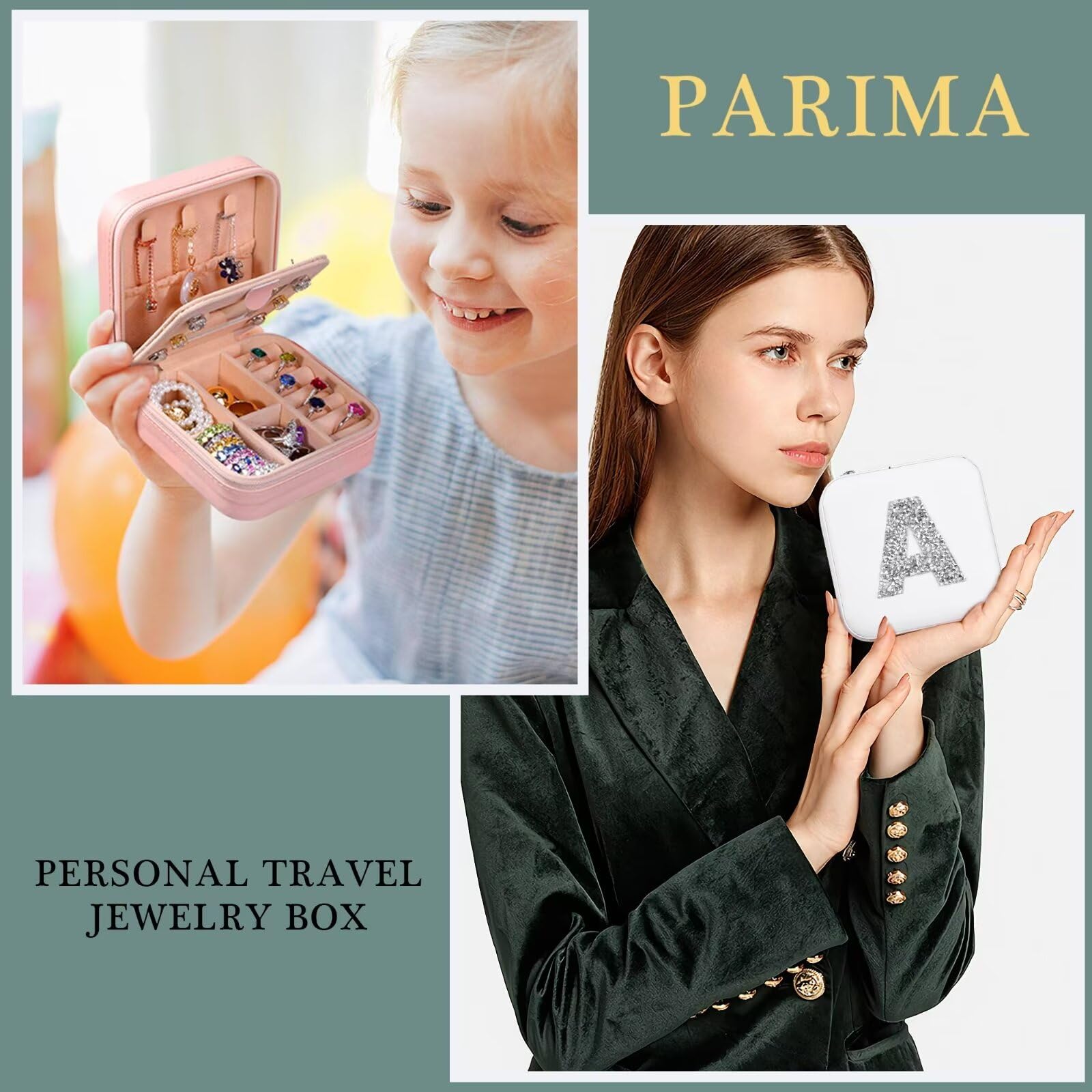 Parima Birthday Gifts for Women - Small Travel Jewelry Gift Boxes Case Personalized Birthday Gifts for Women Girlfriend Wife Her Teen Girls Gifts for Birthday Mothers Day Valentines Day Initial S