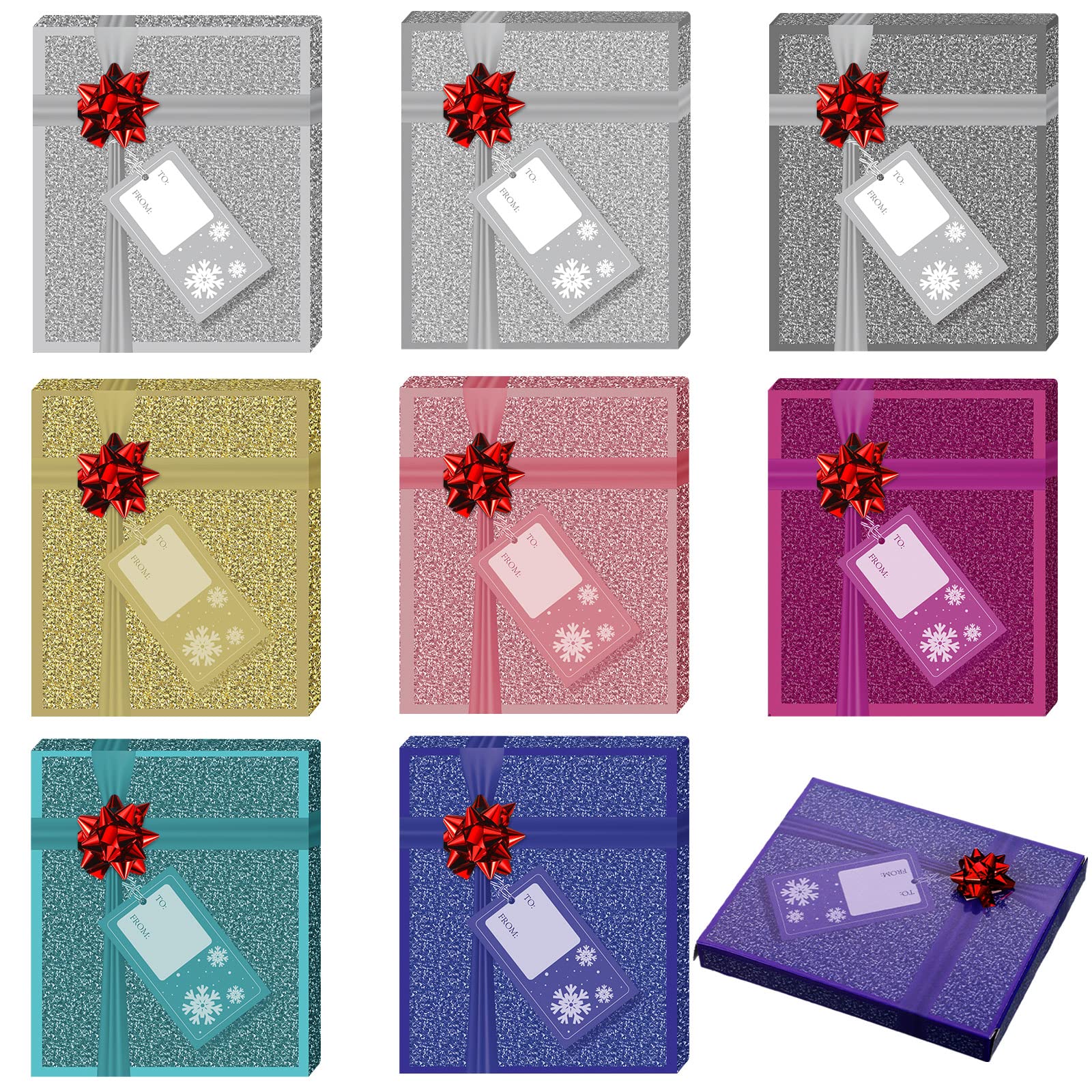 18 Pcs Christmas Gift Card Holder Boxes Glitter Gift Card Box with Red Wrapping Bow Small Gift Card Holders Christmas Giftcard Containers Gift Wrap Boxes for Christmas Holiday Party Birthday Decor