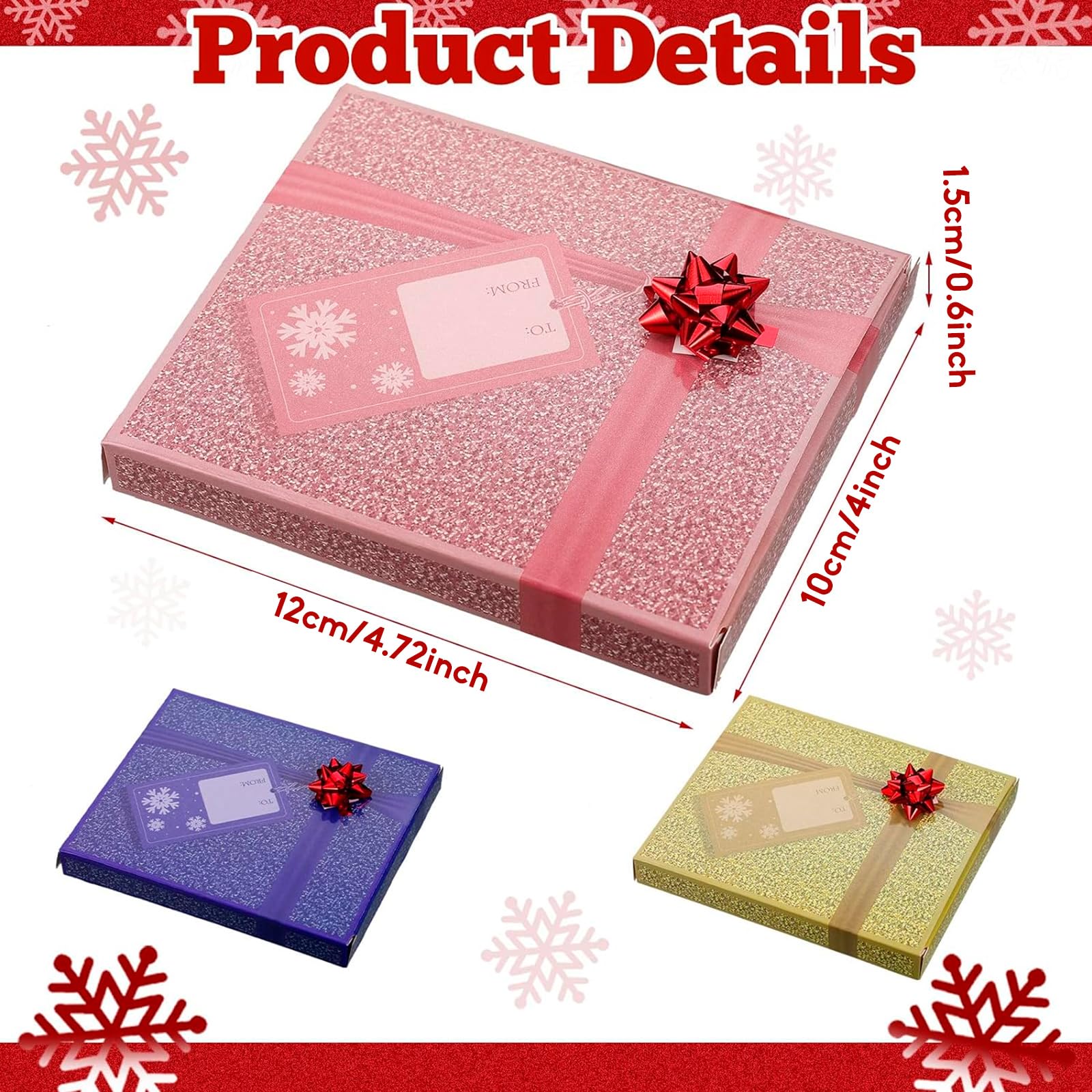 18 Pcs Christmas Gift Card Holder Boxes Glitter Gift Card Box with Red Wrapping Bow Small Gift Card Holders Christmas Giftcard Containers Gift Wrap Boxes for Christmas Holiday Party Birthday Decor