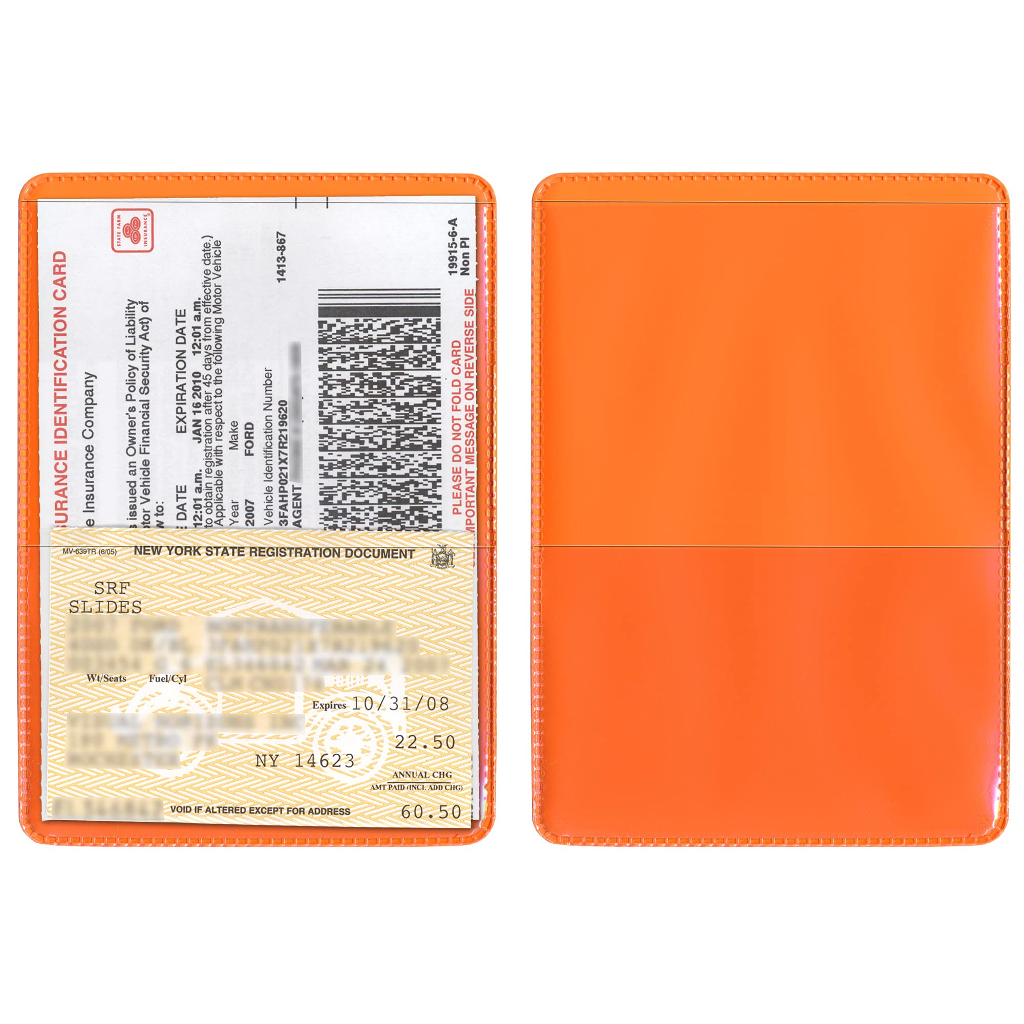 STORE SMART - Orange-Back Auto Insurance & ID Card Holders - 25 Pack - RFS20-O25