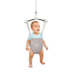 infant master baby doorway jumpers, sturdy johnny jumper w/adjustable 10.8"-23.6" inches strap, soft baby johnny bouncer w/seat bag, ideal gift for infant, portable and easy to use, grey