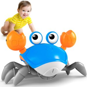 zhvv crawling crab toy, infant tummy time baby toys, fun interactive dancing walking moving toy babies sensory induction crabs with music, baby toy boys girls toddler birthday gifts