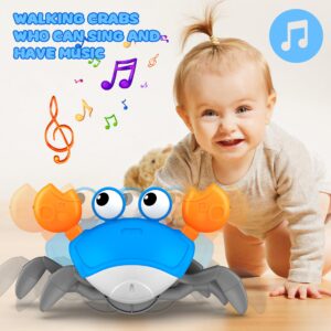 ZHVV Crawling Crab Toy, Infant Tummy Time Baby Toys, Fun Interactive Dancing Walking Moving Toy Babies Sensory Induction Crabs with Music, Baby Toy Boys Girls Toddler Birthday Gifts