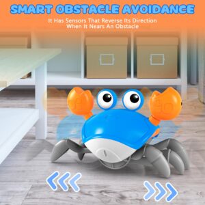 ZHVV Crawling Crab Toy, Infant Tummy Time Baby Toys, Fun Interactive Dancing Walking Moving Toy Babies Sensory Induction Crabs with Music, Baby Toy Boys Girls Toddler Birthday Gifts