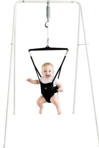 jolly jumper **classic** - black saddle- the original jolly jumper with stand. trusted by parents to provide fun for babies and to create cherished memories for families for over 75 years.