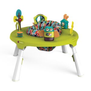 oribel portaplay baby activity center: development focused toys. foldable, portable, and transforms to a play table, unisex (forest friends, green)