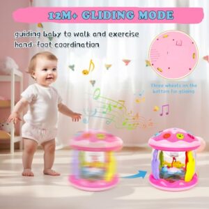 M SANMERSEN Baby Toys 6-12 Months - Babies Ocean Projector Light Up Musical Toys for 12-18 Months Crawling Learning Tummy Time 1 2 Years Old Infant Boys Girls Gifts - Pink and Purple