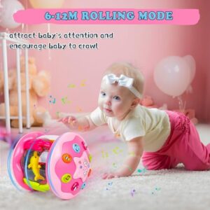 M SANMERSEN Baby Toys 6-12 Months - Babies Ocean Projector Light Up Musical Toys for 12-18 Months Crawling Learning Tummy Time 1 2 Years Old Infant Boys Girls Gifts - Pink and Purple