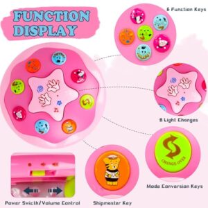 M SANMERSEN Baby Toys 6-12 Months - Babies Ocean Projector Light Up Musical Toys for 12-18 Months Crawling Learning Tummy Time 1 2 Years Old Infant Boys Girls Gifts - Pink and Purple