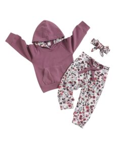 winter clothes for baby girl 18-24 months long sleeve hoodie flower printed pants winter outfits sets