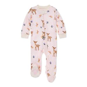 burt's bees baby girls pajamas, sleep and play loose fit, 100% organic cotton soft one-piece pjs, sizes nb to 6-9 months, sweet doe, 6 months