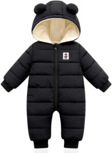 xmwealthy baby clothes newborn boy girl snowsuit winter coats infant jumpsuit bodysuits registry for baby essentials stuff shower gift black 12-18 months