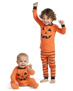 the children's place baby toddler, halloween pajamas, cotton, pumpkin one piece, 18-24 months