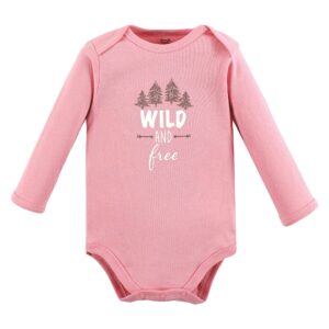 Touched by Nature Unisex Baby Organic Cotton Long-Sleeve Bodysuits, Girl Woodland, 9-12 Months