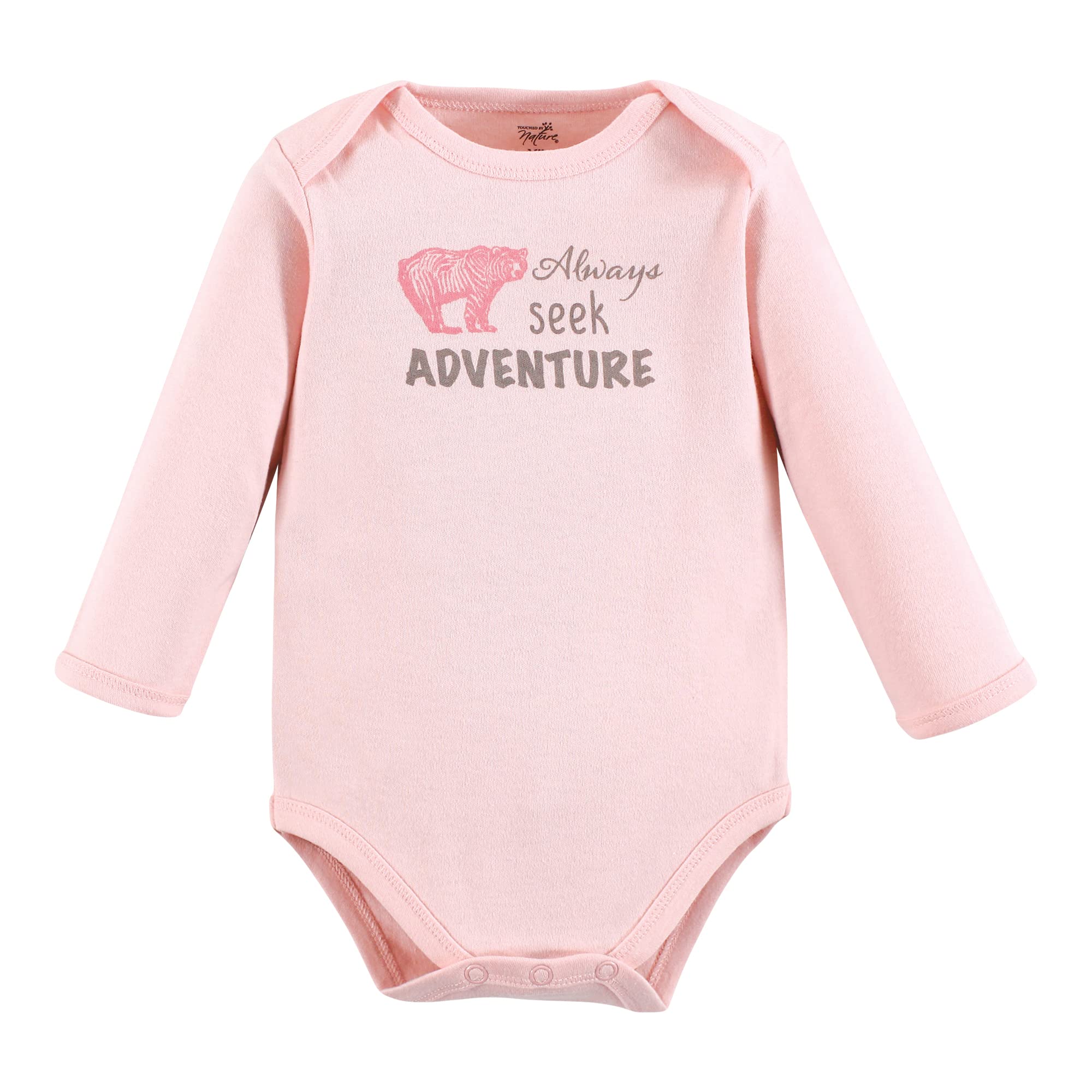 Touched by Nature Unisex Baby Organic Cotton Long-Sleeve Bodysuits, Girl Woodland, 9-12 Months