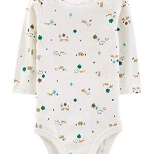 Simple Joys by Carter's Baby Boys' 5-Pack Long-Sleeve Bodysuit, Bear/Forest Animals/Stripe, 6-9 Months