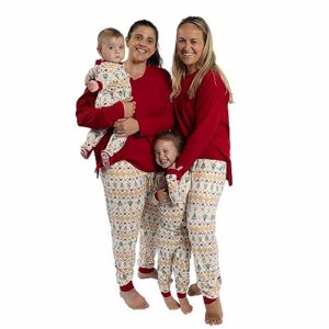 burt's bees baby baby family jammies matching holiday organic cotton pajamas, gingerbread fair isle, womens medium