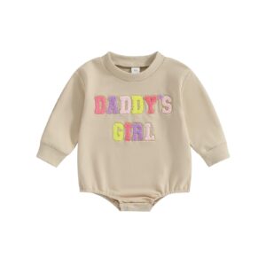 bemeyourbbs daddys girls baby clothes crewneck sweatshirt romper sweater onesie cute newborn baby girl fall outfit (0-3 months, daddys girl)