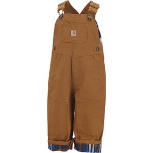 carhartt baby boys' canvas overall flannel lined, brown, 12 months