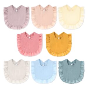 muslin baby bibs drool teething bibs 4-layer 100 organic muslin absorbent& soft& breathable lap-shoulder drool cloths bibs muslin bibs for girls multi-use scarf bibs