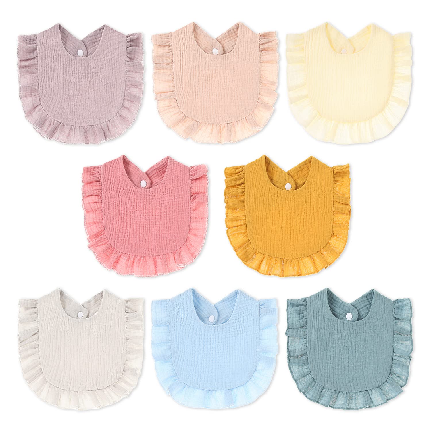 Muslin Baby Bibs Drool Teething Bibs 4-Layer 100 Organic Muslin Absorbent& Soft& Breathable Lap-shoulder Drool Cloths Bibs Muslin Bibs for Girls Multi-Use Scarf Bibs