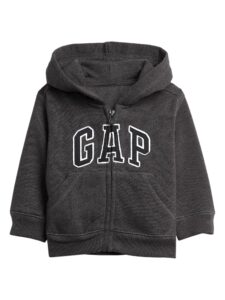 gap baby boys logo zip hoodie sweatshirt, charcoal grey b65, 6-12 months us