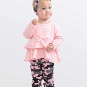 XUANHAO 12-18 Month Girl Clothes Girl Clothing Fall Winter Cute Long Sleeve Pant Sets Ruffle Tops Camouflage Pants Baby Clothes Girl 12-18 Months