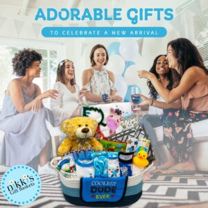 Bundle of Joy Deluxe Baby Boy Gift Set, Baby Layette Set with 25-Piece New Baby Essentials, Baby Gift Basket for Expecting Moms, Blue - Nikki’s Gift Baskets