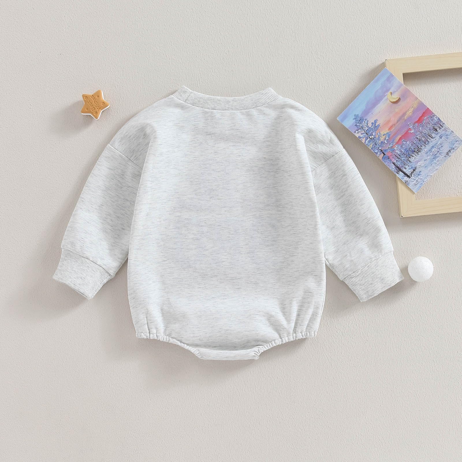 FOCUSNORM Toddler Baby Boy Outfit Newborn Infant Clothes Embroidery Sweashirt Romper Long Sleeve Onesie Mamas Boy Clothes (Letter Grey, 0-3 Months)