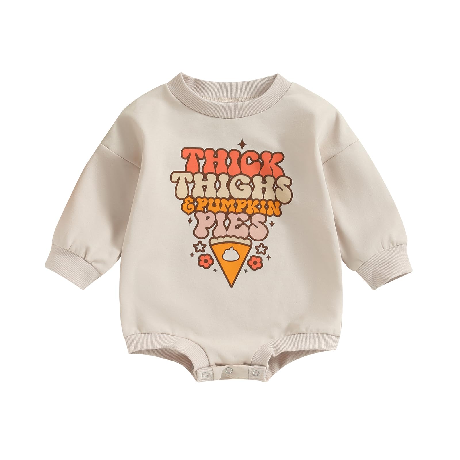 YINGISFITM Newobrn Baby Girl Halloween Outfit Long Sleeve Crewneck Sweatshirt Romper Pumpkin Pie Onesie Cute Fall Clothes (Pumpkin Pie Beige, 3-6 Months)