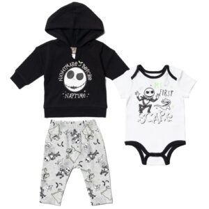 disney nightmare before christmas,newborn baby boy or girl hoodie bodysuit and pants 3 piece set black/white 6-9 months