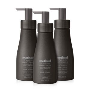 method premium foaming hand wash, vetiver + amber, reusable black aluminum bottle, biodegradable formula, 10 fl oz (pack of 3)