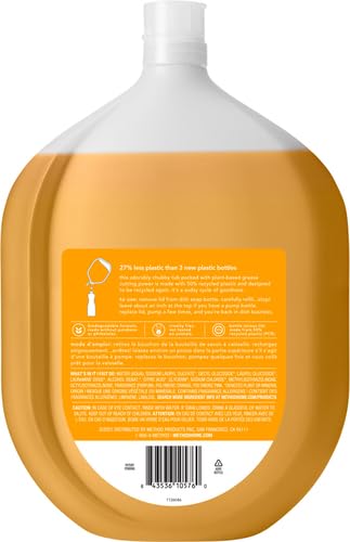 Method Gel Dish Soap, Refill, Clementine, Recylable Bottle, Biodegradable formula, 54 Fl Oz (Pack of 1)