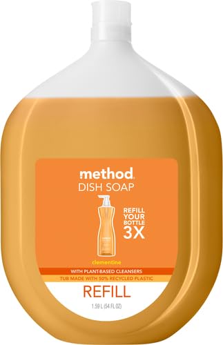 Method Gel Dish Soap, Refill, Clementine, Recylable Bottle, Biodegradable formula, 54 Fl Oz (Pack of 1)