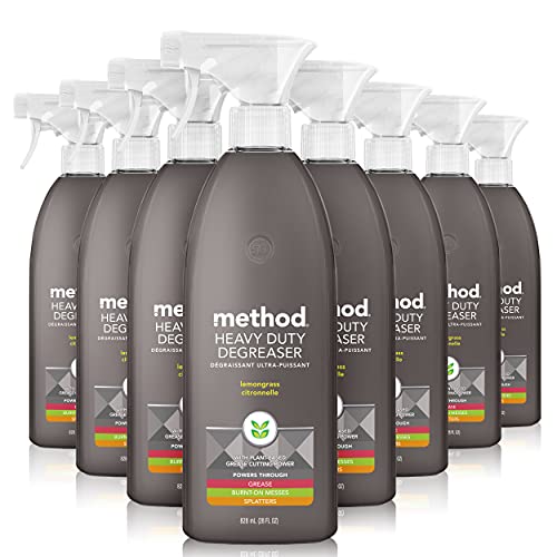 Method Heavy Duty Degreaser, Lemongrass Scent, Oven Cleaner & Stove Top Cleaner, 28 Oz Spray Bottles (Pack of 8)