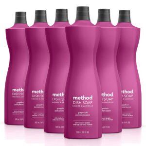 method gel dish soap, grapefruit, biodegradable formula, tough on grease, 18 fl oz (pack of 6)