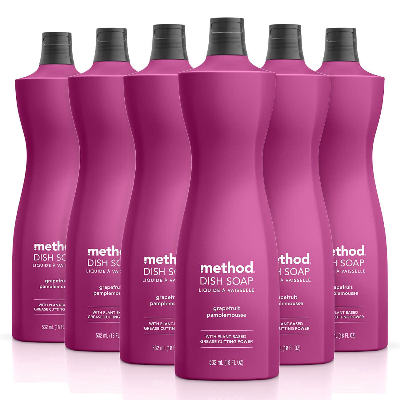 Method Gel Dish Soap, Grapefruit, Biodegradable Formula, Tough on Grease, 18 Fl Oz (Pack of 6)