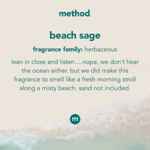 Method Fragrance Booster, Beach Sage, Keeps Clothes Fresh For Up to 12 weeks, 14.8 Ounces (Pack of 6)