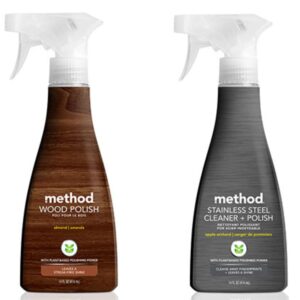 method stainless steel cleaner + polish 14 oz. & method wood polish, 14 oz. bundle