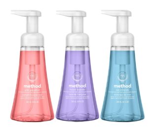 method foaming hand soap 3 scent variety pack, pink grapefruit, french lavender1 sea minerals, 10 oz each. 3 count (variety pack)