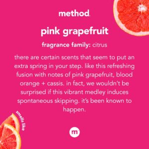 Method Gel Dish Soap, Pink Grapefruit, Biodegradable Formula, Tough on Grease, 18 Fl Oz (Pack of 6)