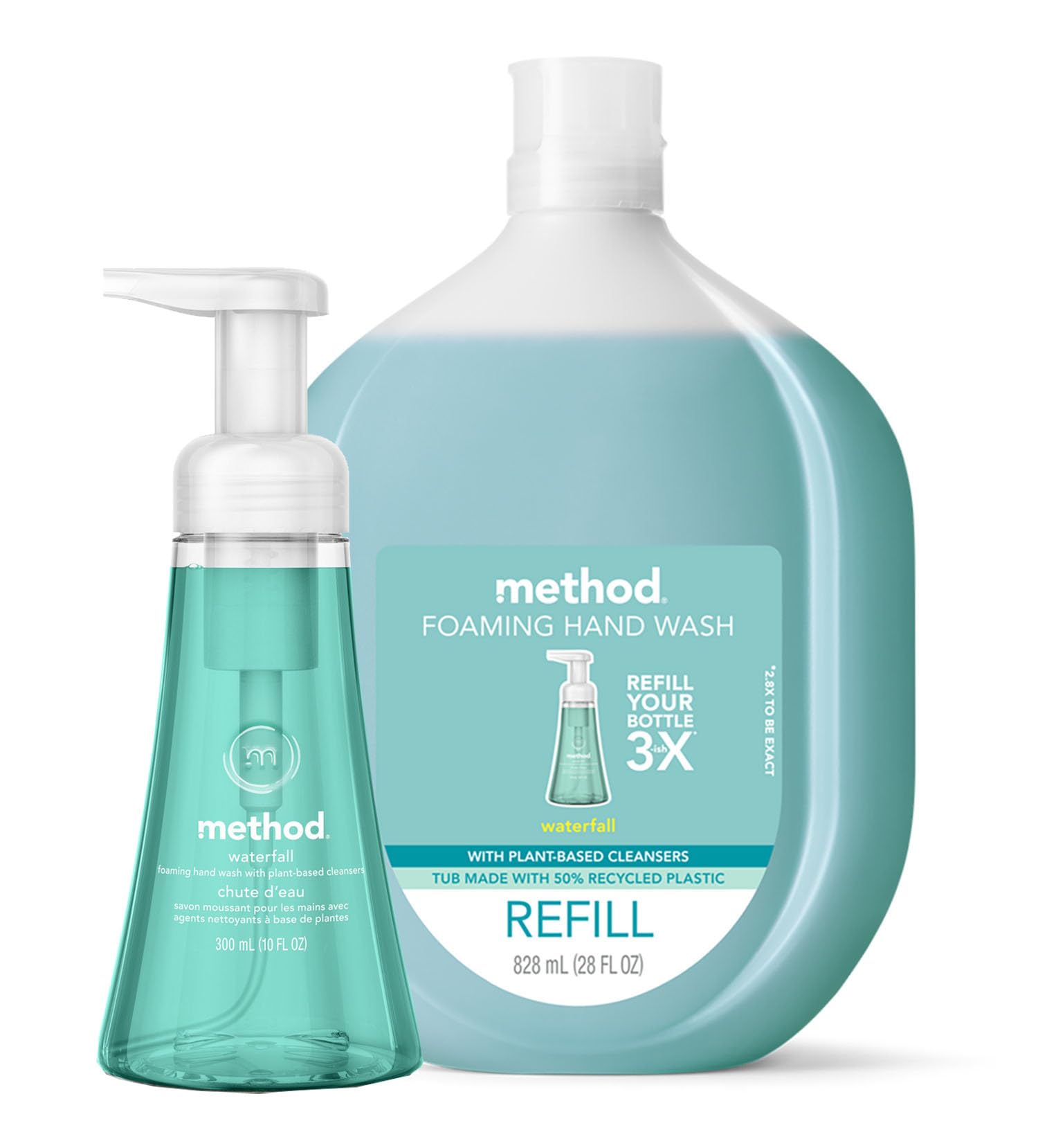 Method Foaming Hand Soap and Handsoap Refill, Waterfall, 10 fl oz. and 38 Fl Oz., 2 Count (Variety Pack)