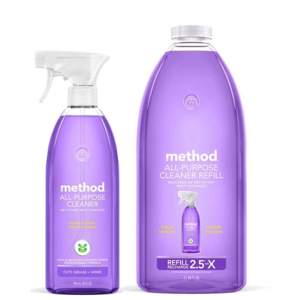 Method All Purpose Cleaner Lavender Spray Bottle & Refill, 68 oz. and 28 oz. Bundle Pack