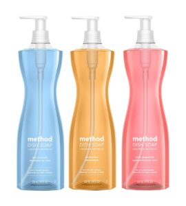 method dish soap variety pack, sea minerals, clementine, pink grapefruit, 18 oz each, 3 ct