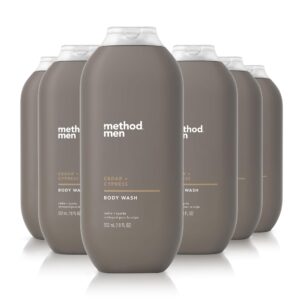 method men body wash, cedar + cypress, paraben and phthalate free, 18 fl oz (pack of 6)