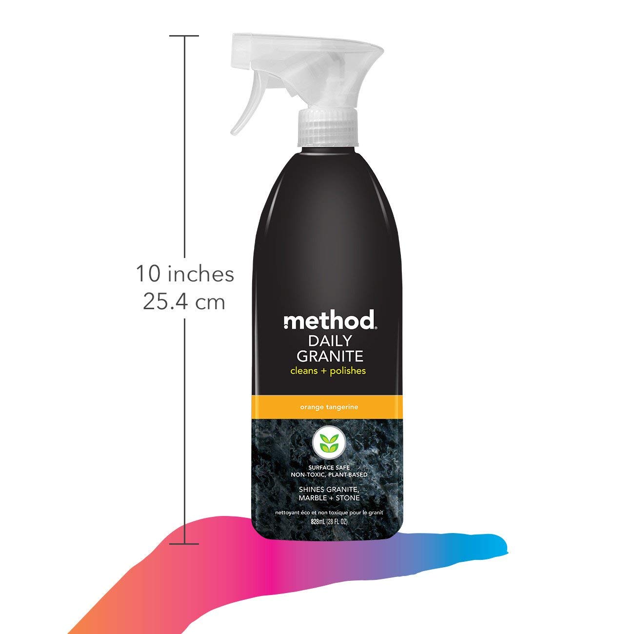 Method Daily Granite Cleaner Spray, Orange Tangerine, Plant-Based Cleaning Agent for Granite, Marble, and Other Sealed Stone, 28 oz Spray Bottles (Pack of 8)