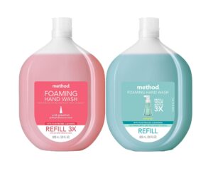 method foaming hand soap refill variety pack, pink grapefruit, waterfall, 28 fl oz each, 2 ct